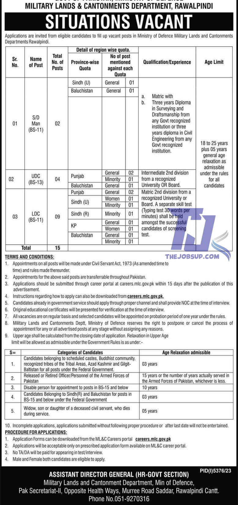 Career Positions at ML&C Department Rawalpindi